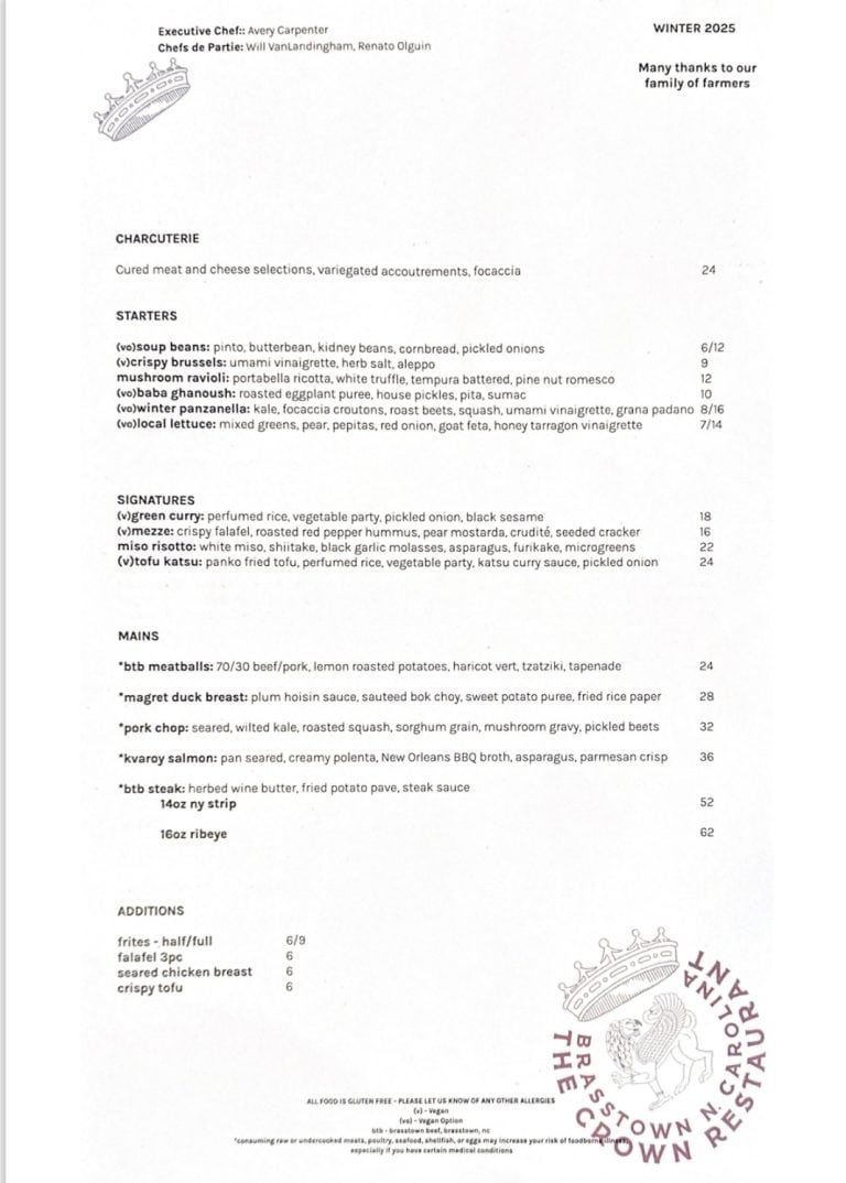 Our delicious, seasonal Menu | The Crown Brasstown